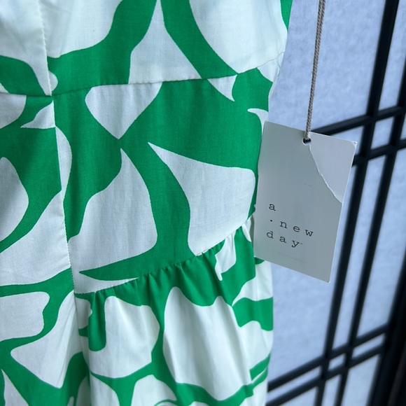 a new day | Dresses | Nwt A New Day Cotton Green And White Dress | Poshmark
